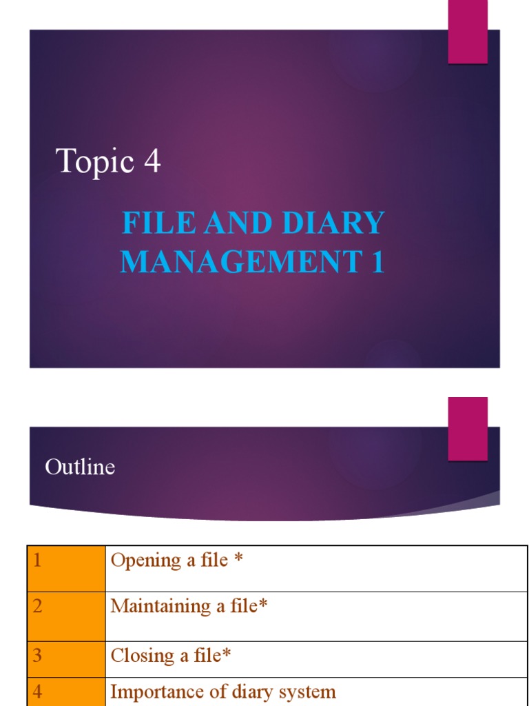 Topic 4 File Diary Management | PDF | Advocate | Lawyer