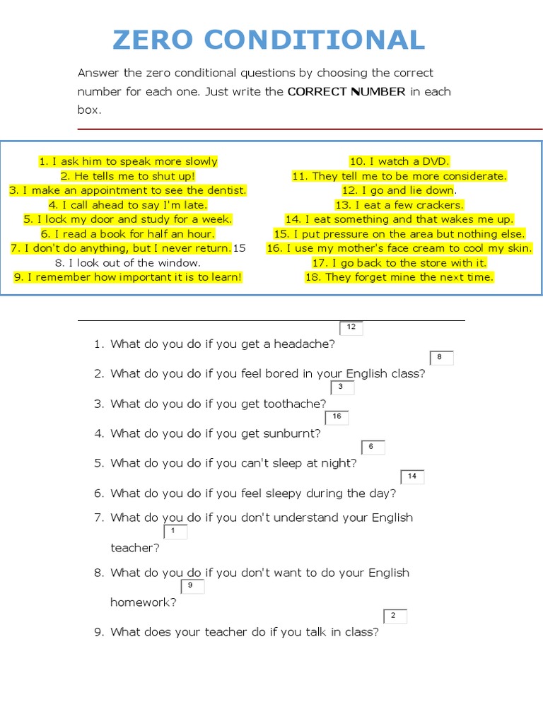 Zero Conditional Practice-1 | PDF