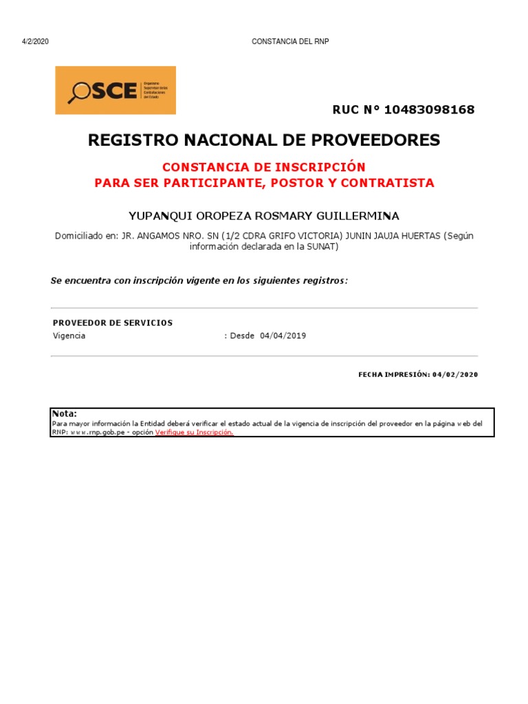 Constancia Del RNP y Dni PDF | PDF