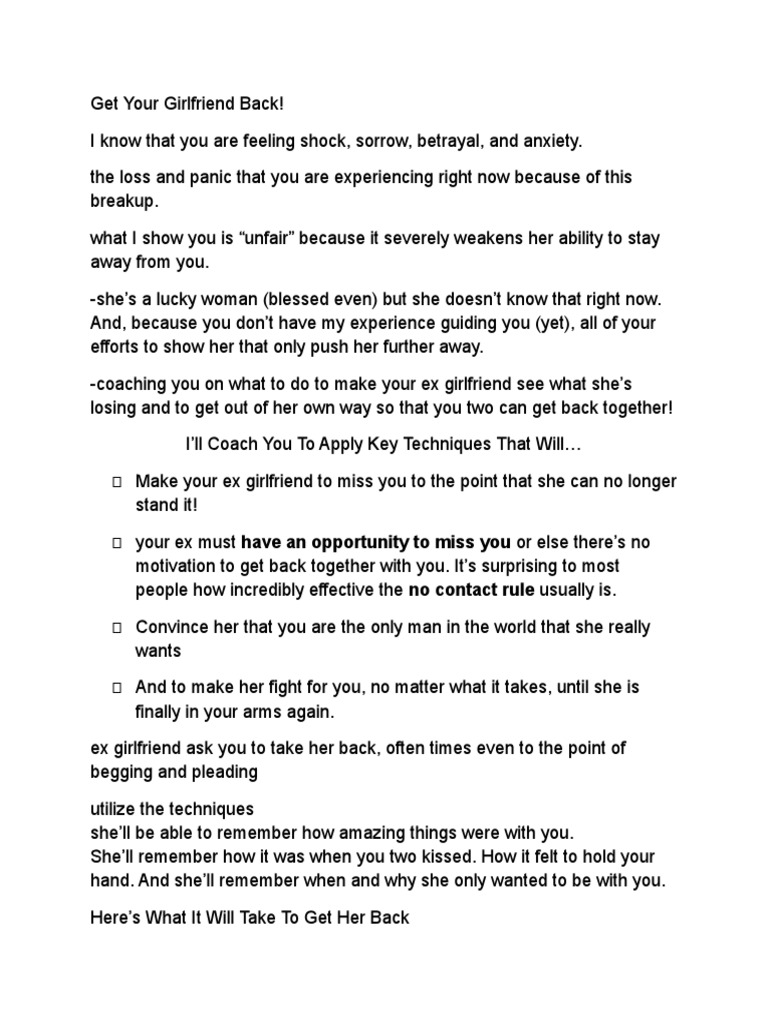 Get Your Girlfriend Back | PDF | Psychology | Psychological Concepts