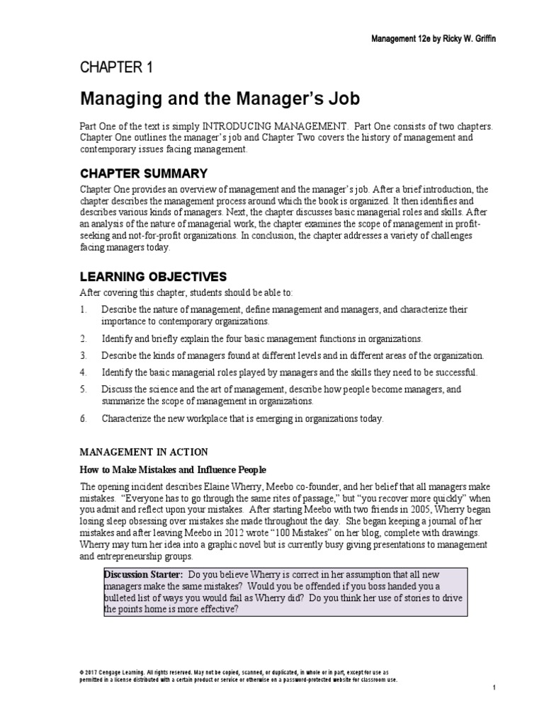 Griffin Mgmt12e IM Ch01 | PDF | Professional Ethics | Time Management