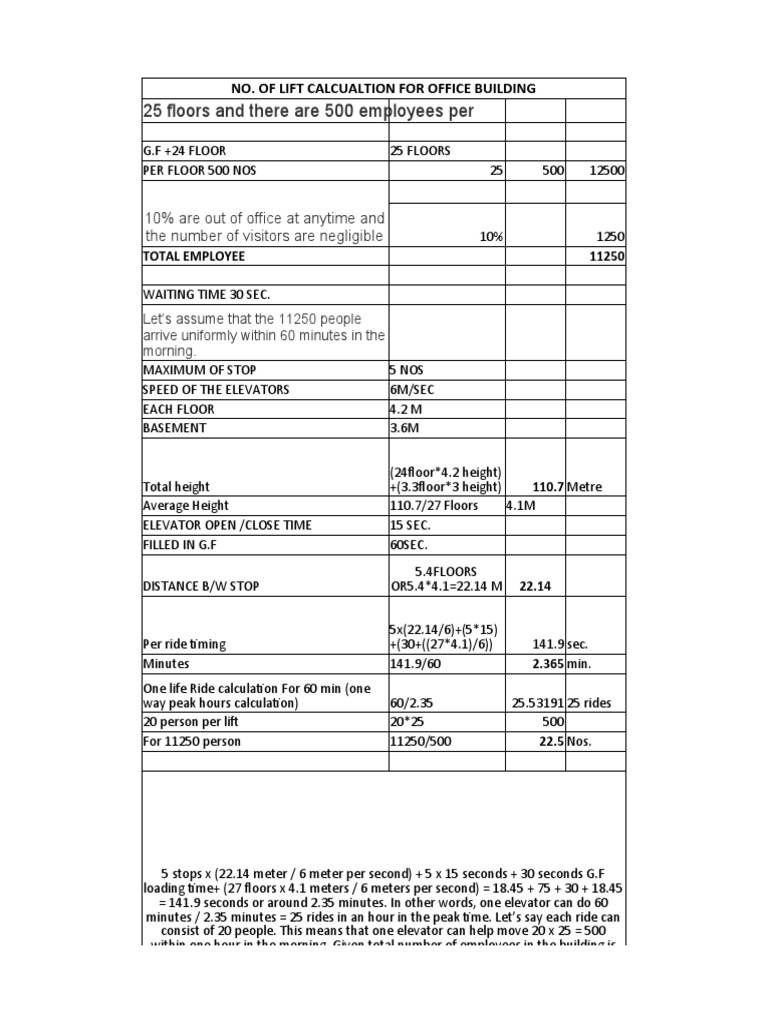 Lift Calculation | PDF | Elevator | Transport