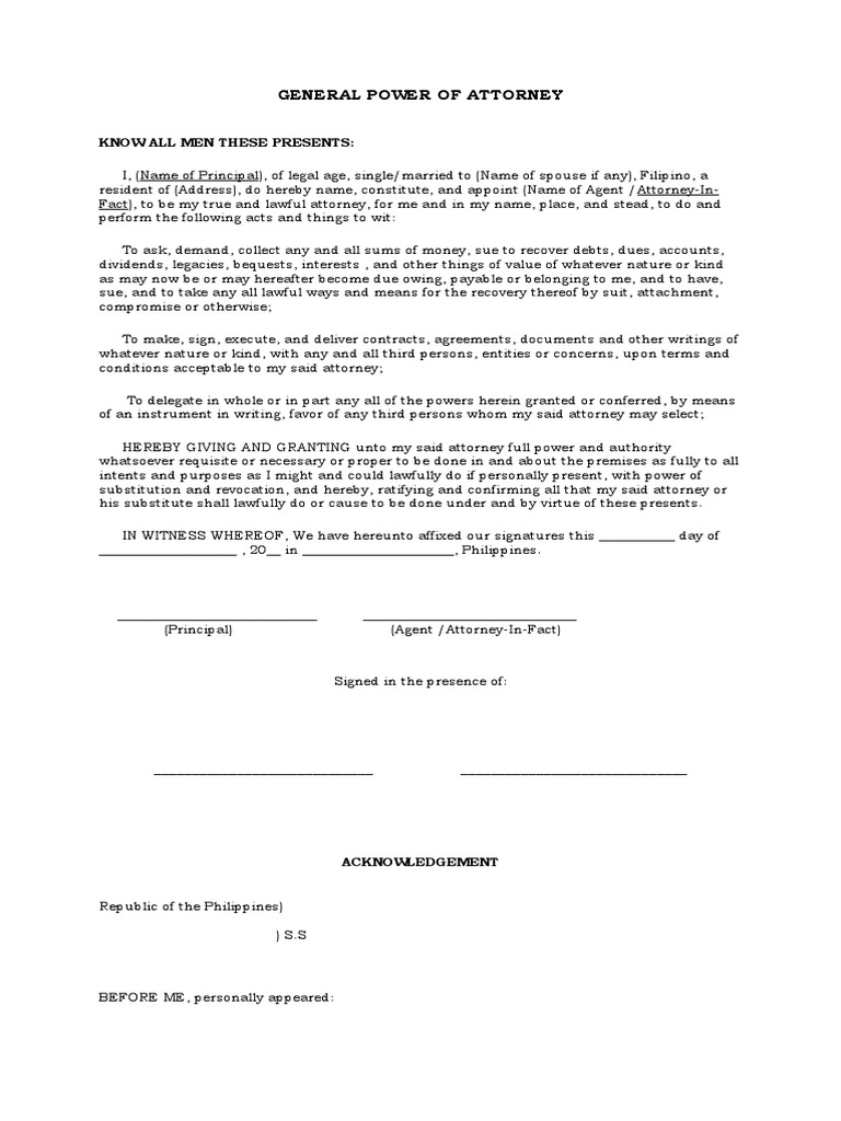 General Spa | PDF | Power Of Attorney | Civil Law (Legal System)