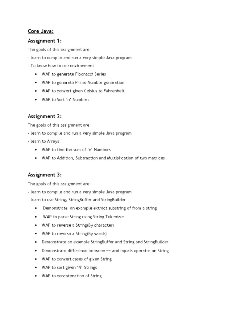 Core Java: Assignment 1 | PDF | Class (Computer Programming) | Constructor (Object Oriented ...