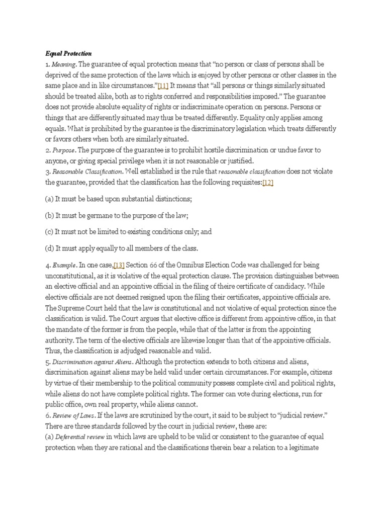 Equal Protection | PDF | Equal Protection Clause | Common Law