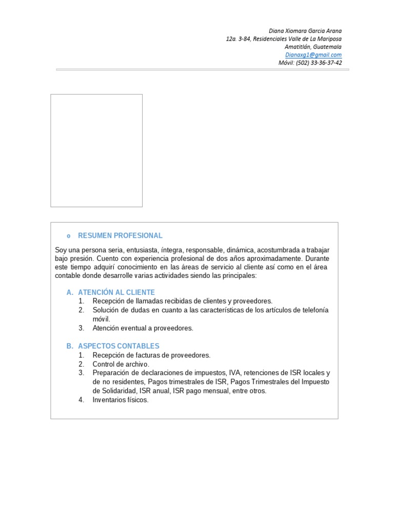 CV - Diana Xiomara García Arana PDF | PDF | Guatemala | Business
