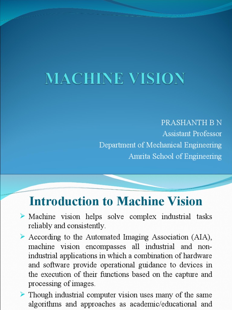 Prash - MACHINE VISION | PDF | Computer Vision | Autofocus