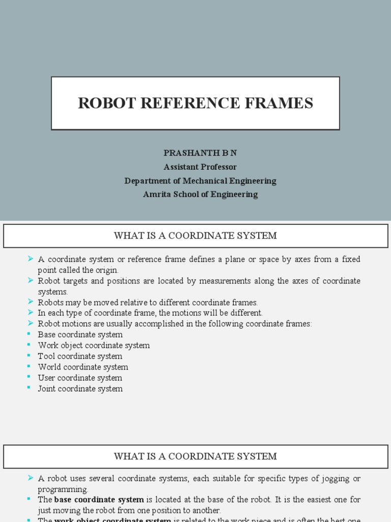 Robot Reference Frames | PDF | Cartesian Coordinate System | Robot
