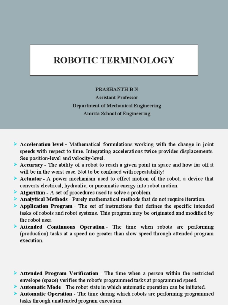 Robotics Terminology Overview | PDF | Machines | Automation
