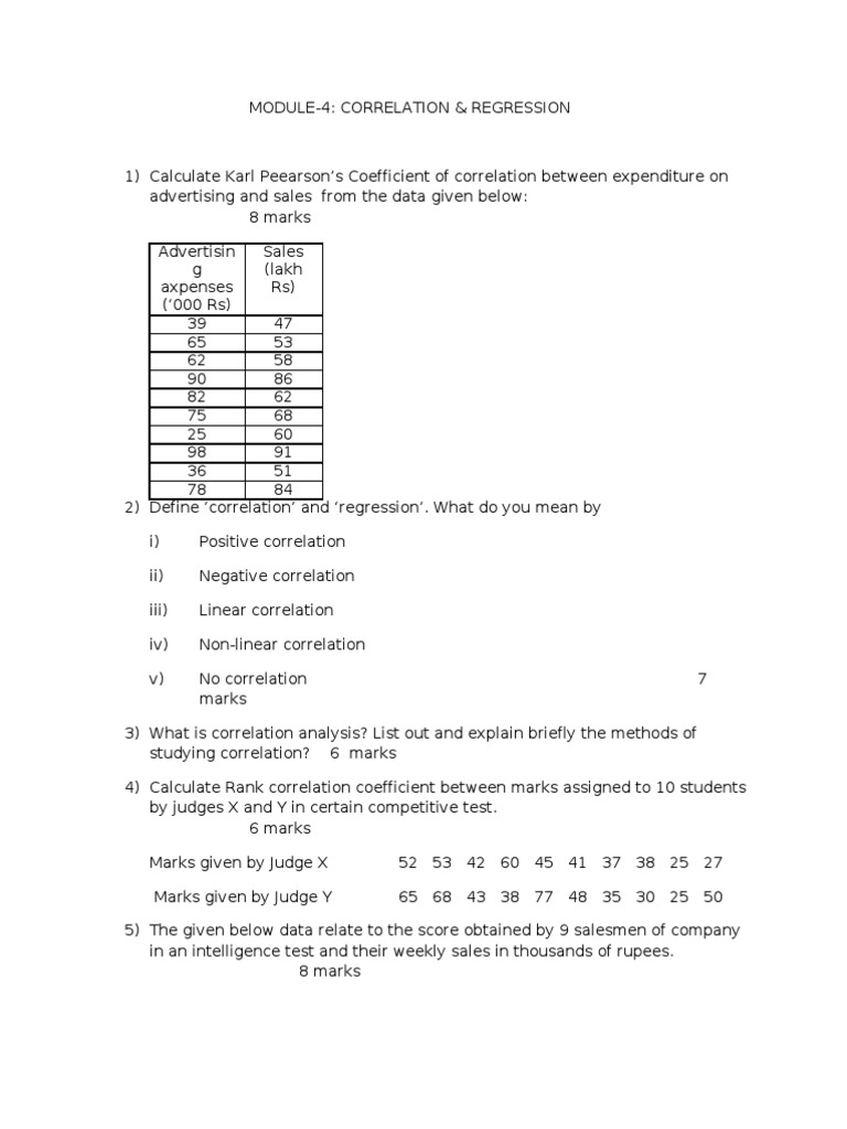 Module 4 | PDF | Correlation And Dependence | Regression Analysis