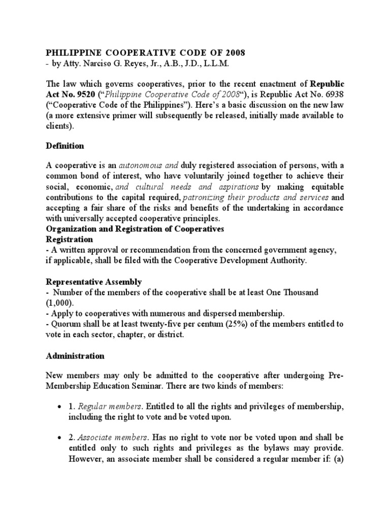 Philippine Cooperative Code of 2008 | PDF | Cooperative | Liquidation