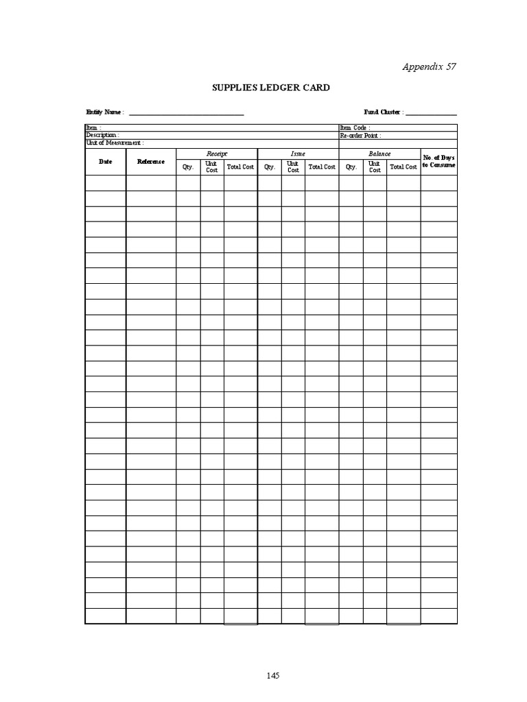 Supplies Ledger Card: Appendix 57 | PDF | Printer (Computing ...
