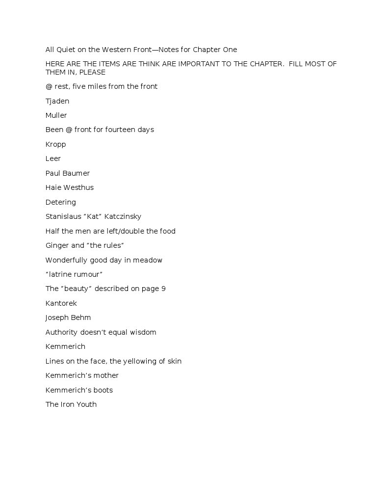 All Quiet On The Western Front - Chapter One | PDF
