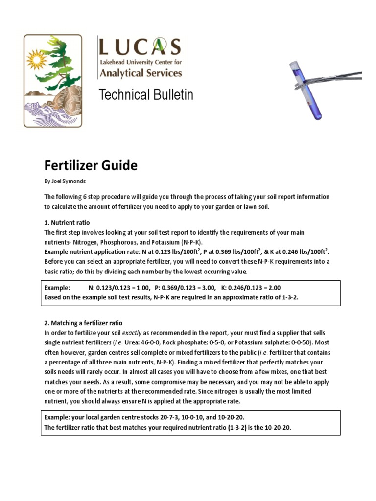 Technical Bulletin: Fertilizer Guide | PDF | Fertilizer | Soil