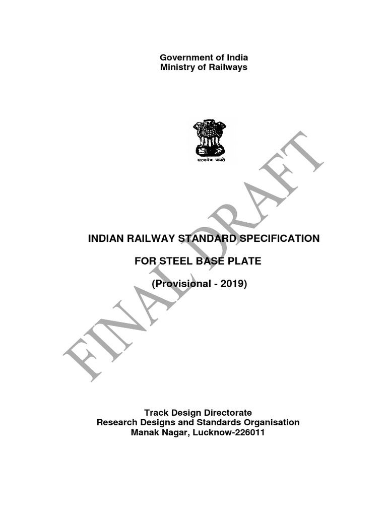 IRS Specification For Steel Base Plate PDF | PDF | Steel | Track (Rail ...