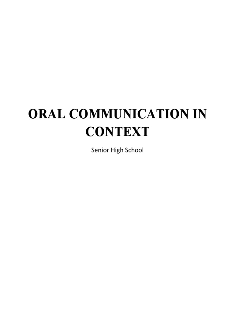 Oral Communication in Context Module | PDF | Cross Cultural Communication | Nonverbal Communication