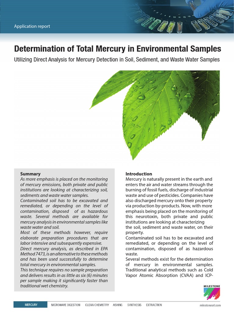 Direct Mercury Analysis in Environmental Samples | PDF | Environmental ...