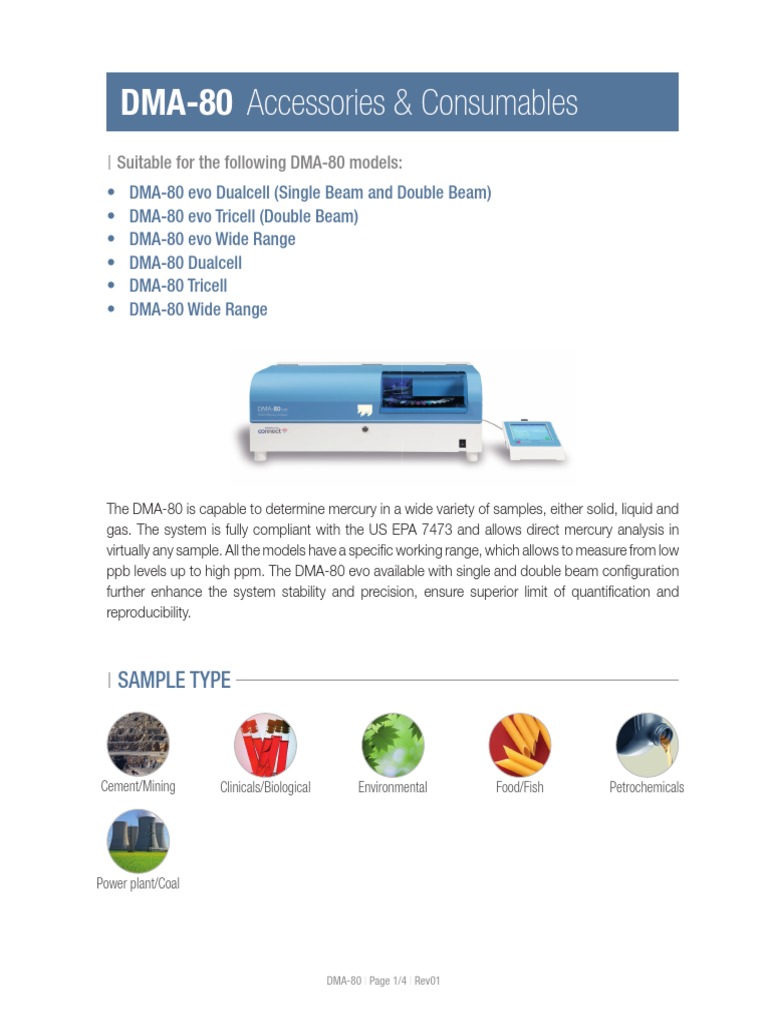 Consumables Accessories DMA 80 PDF | PDF | Mercury (Element) | Physical ...