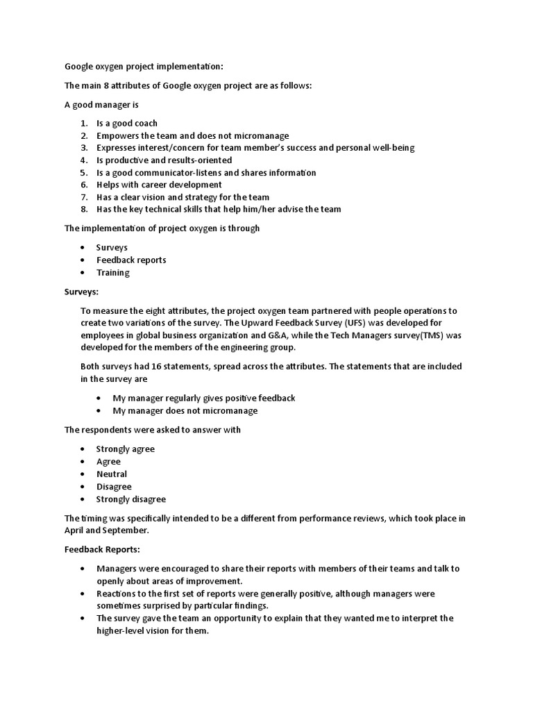 Google Oxygen Project Implementation | PDF | Psychological Concepts ...