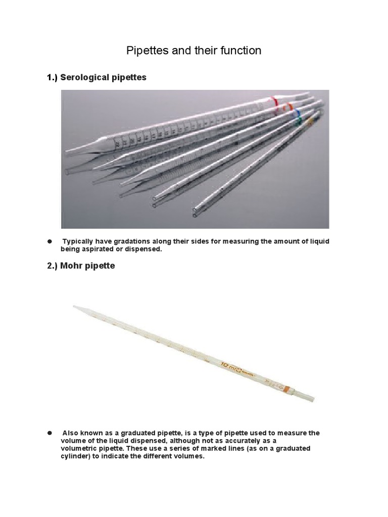 Pipettes and Their Function | PDF