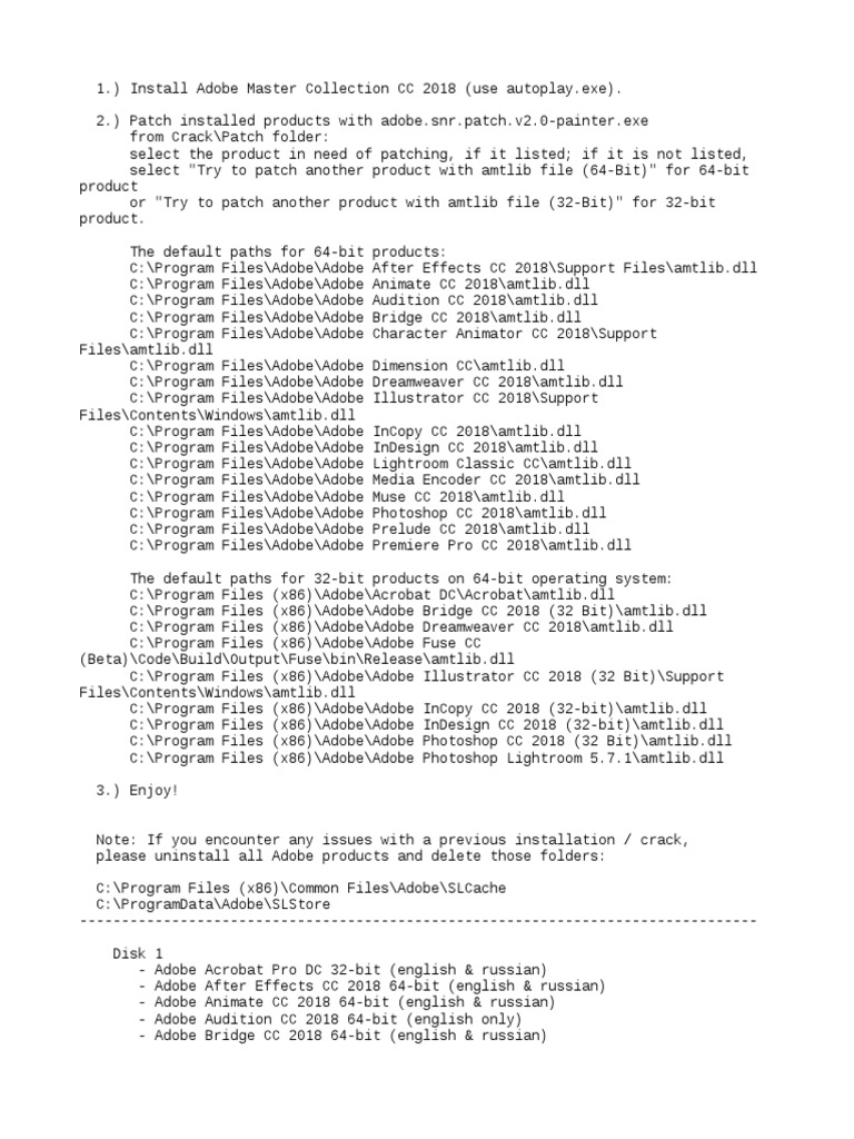 Guide to Installing and Patching Adobe Master Collection CC 2018 and ...