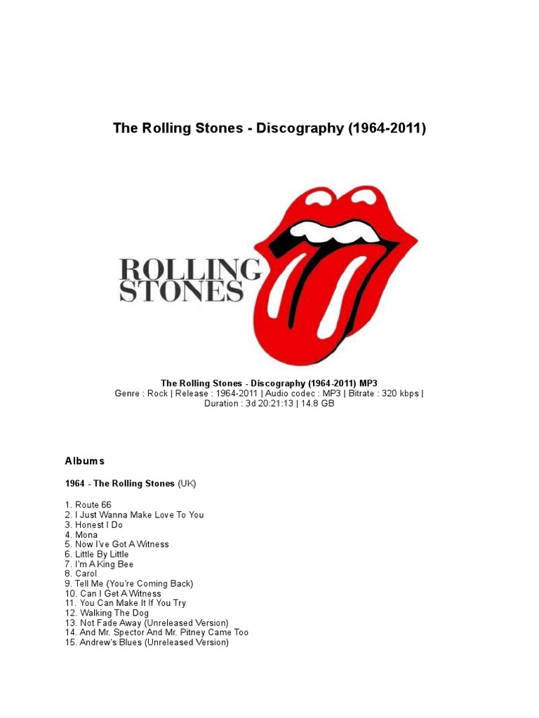 MUSIQUE The Rolling Stones - Discography 1964-2011 | PDF | The Rolling ...