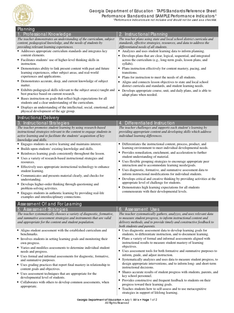 TAPS - Reference - Sheet 6-5-14 PDF | PDF | Differentiated Instruction ...