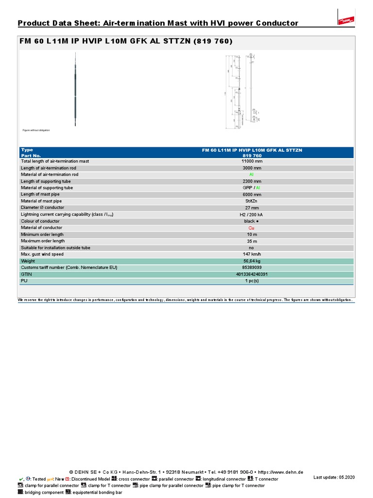 Product Data Sheet: Air-Termination Mast With HVI Power Conductor FM 60 ...