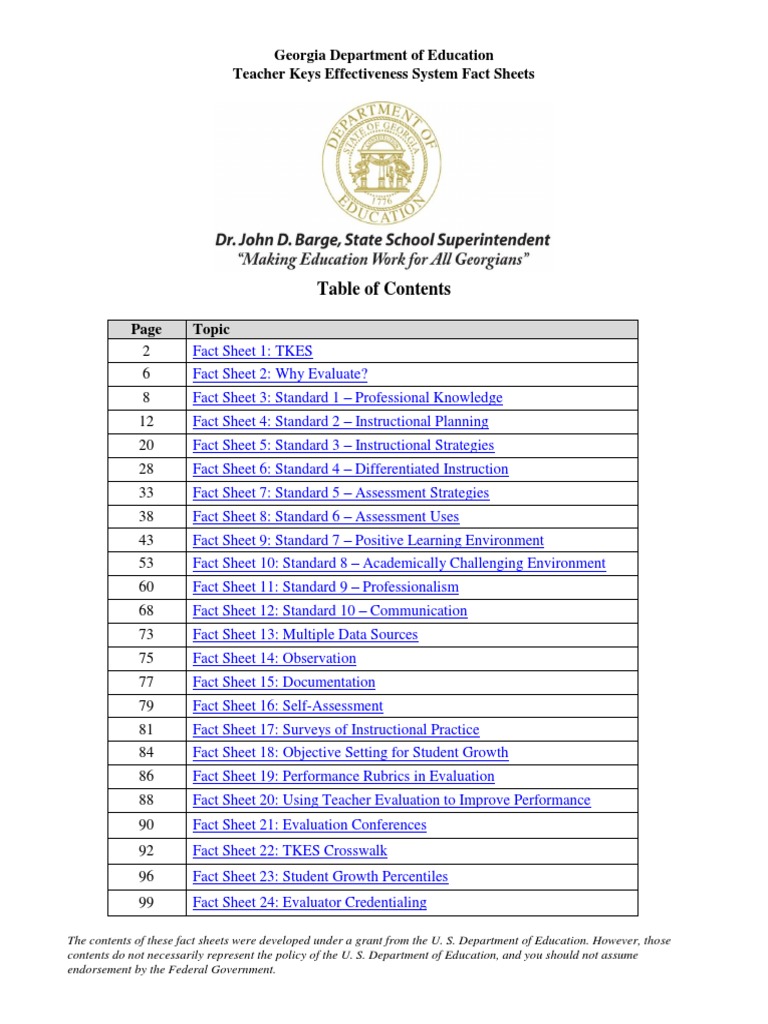 Georgia TKES Overview and Standards | PDF | Educational Assessment ...