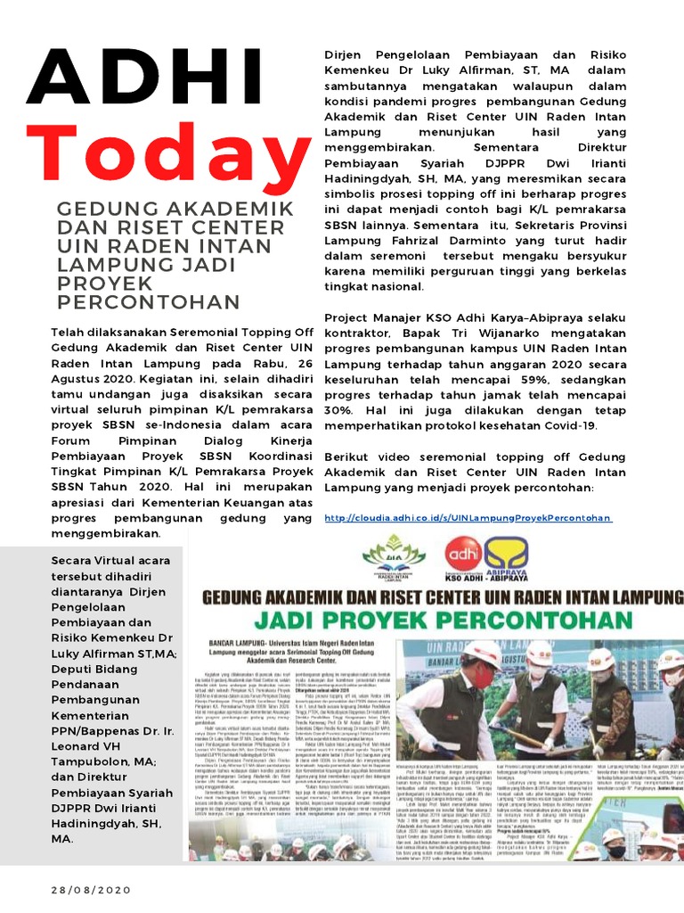 Gedung Akademik Dan Riset Center UIN Raden Intan Lampung Jadi Proyek ...