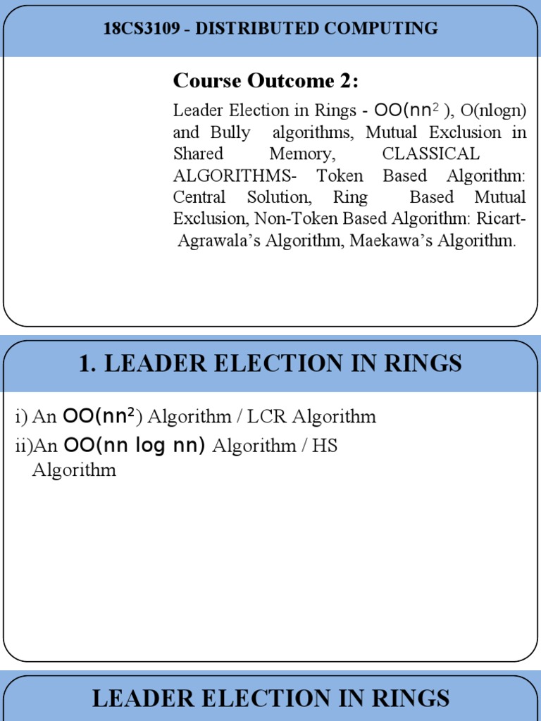 Leader Election in Rings - O (n2) Algorithm, Bully Algorithm | PDF | Theoretical Computer ...