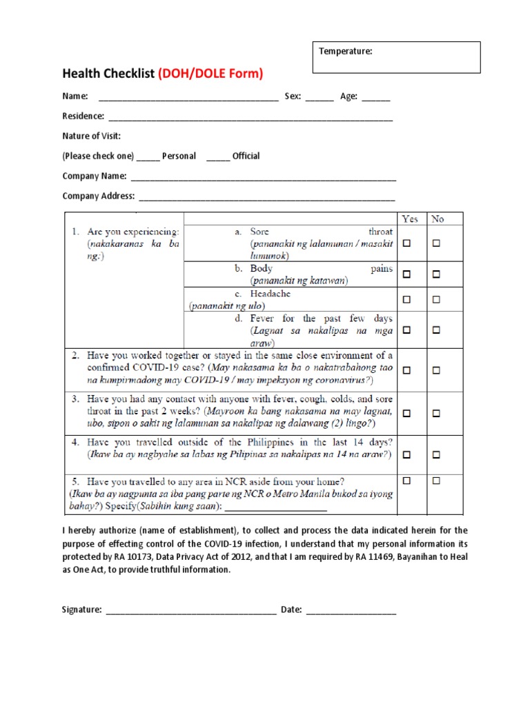 Health Questionnaire | PDF