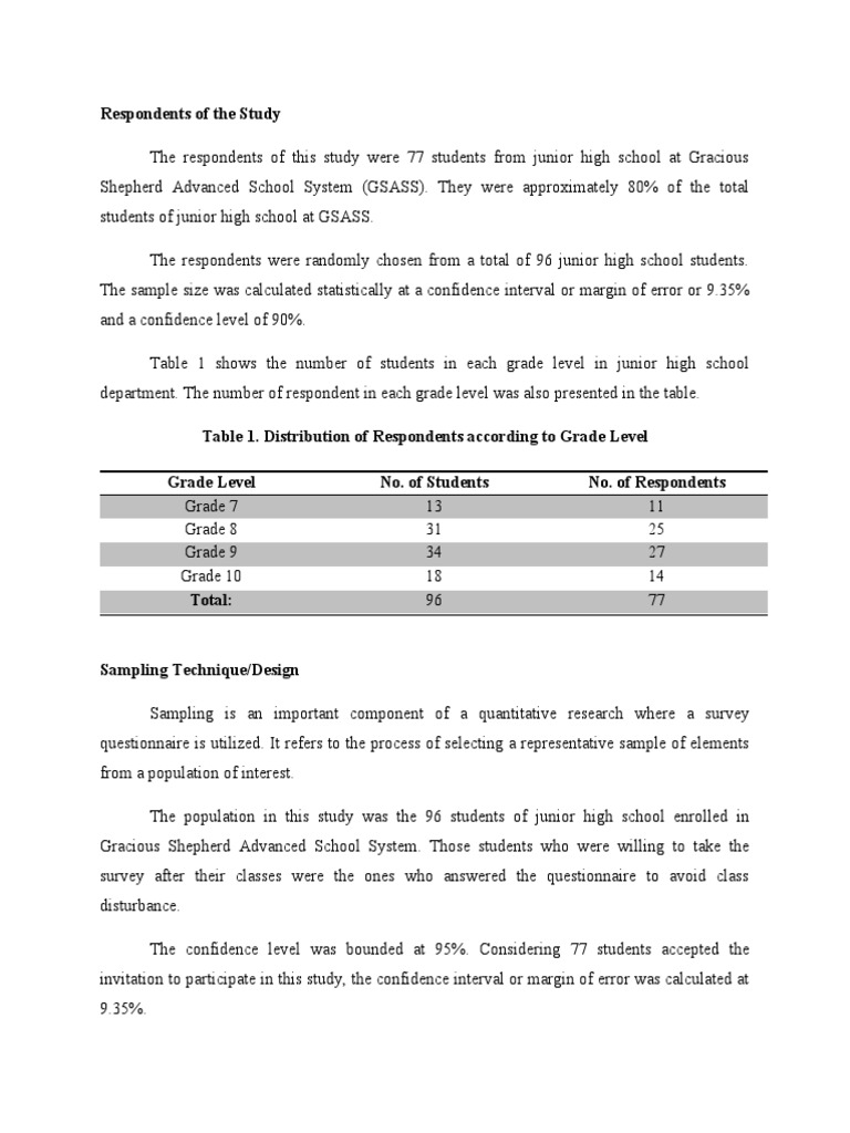 Respondents of The Study | PDF
