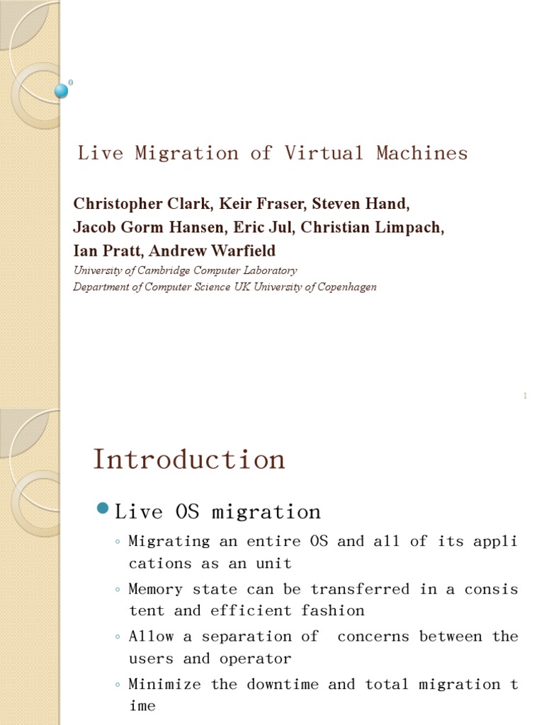 Live Migration of Virtual Machines | PDF | Virtual Machine | Computer File