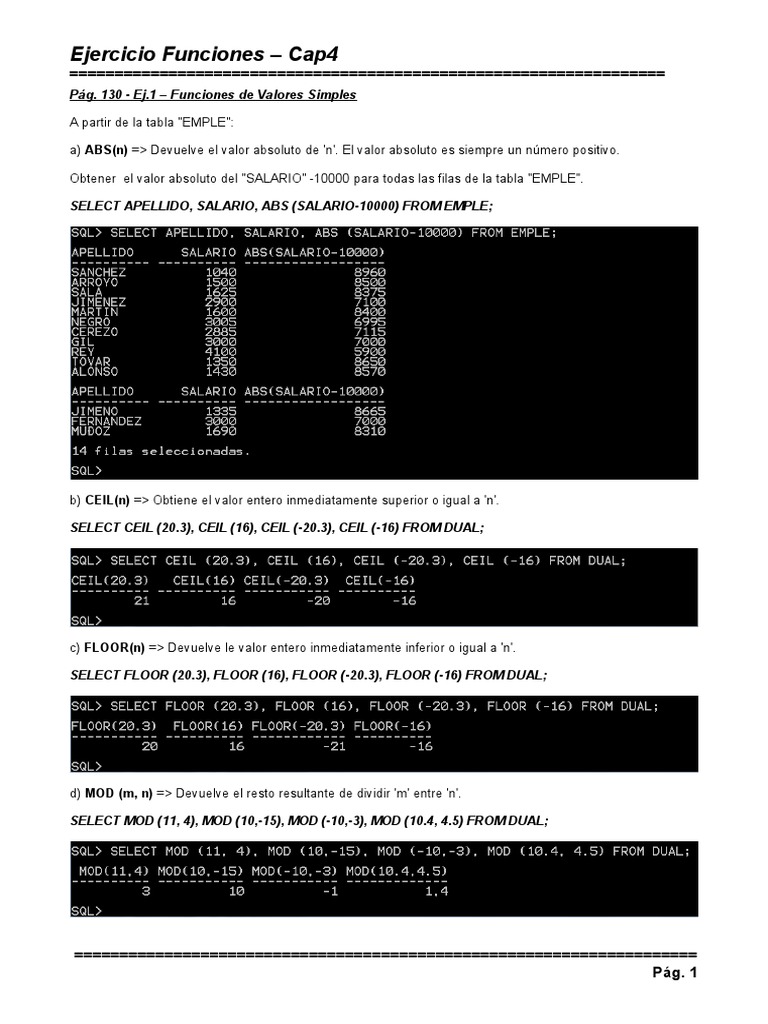 Ejercicio Funciones CAP4 | PDF | Raíz cuadrada | Cadena (informática)