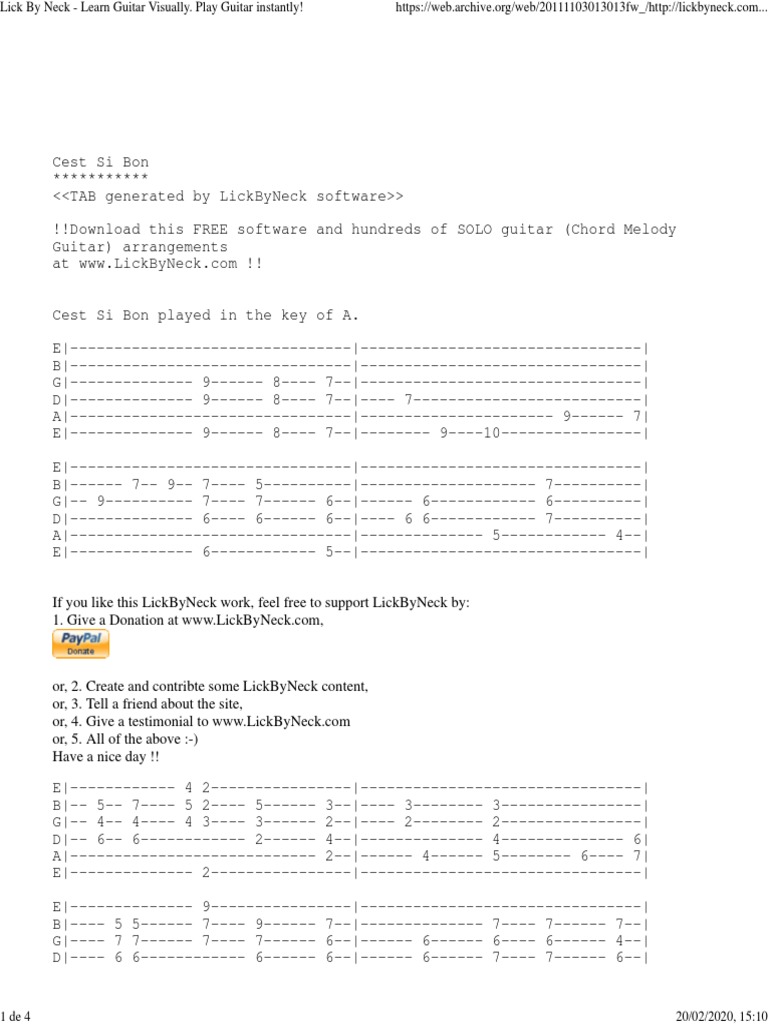 Cest Si Bon: A Guitar Tab and Lesson for Playing a Jazz Standard | PDF ...