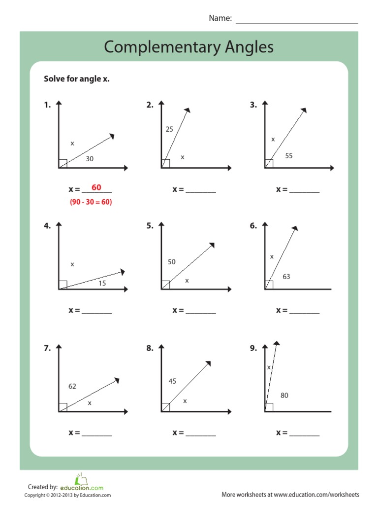 Complementary Angles | PDF