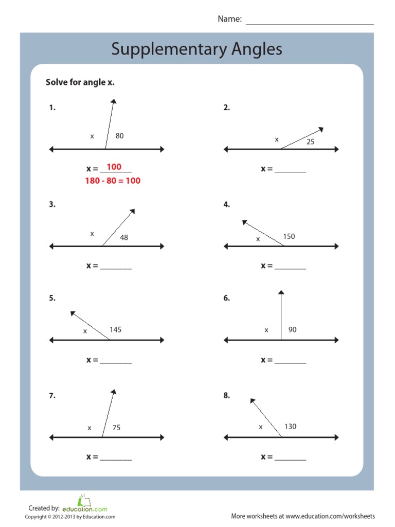 Supplementary Angles: Solve For Angle X | PDF