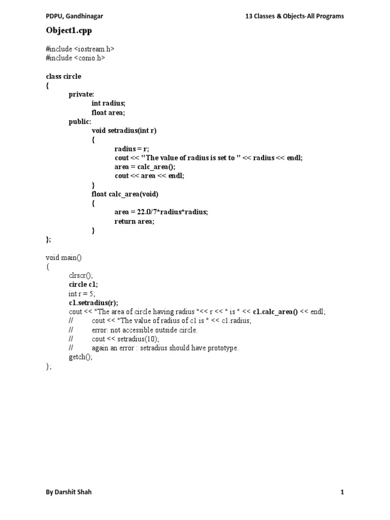 13A Classes & Objects-All Programs | PDF | Computer Programming | Teaching Mathematics