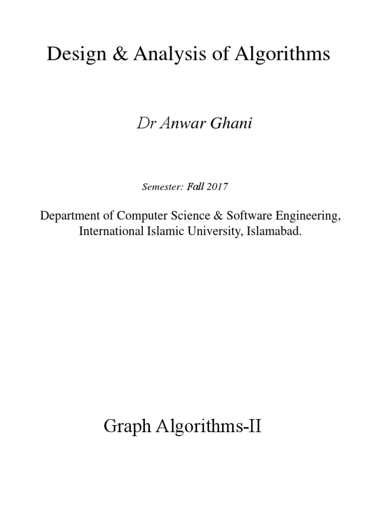 Design And Analysis Of Algorithms Dr Anwar Ghani Pdf Visual Cortex Vertex Graph Theory