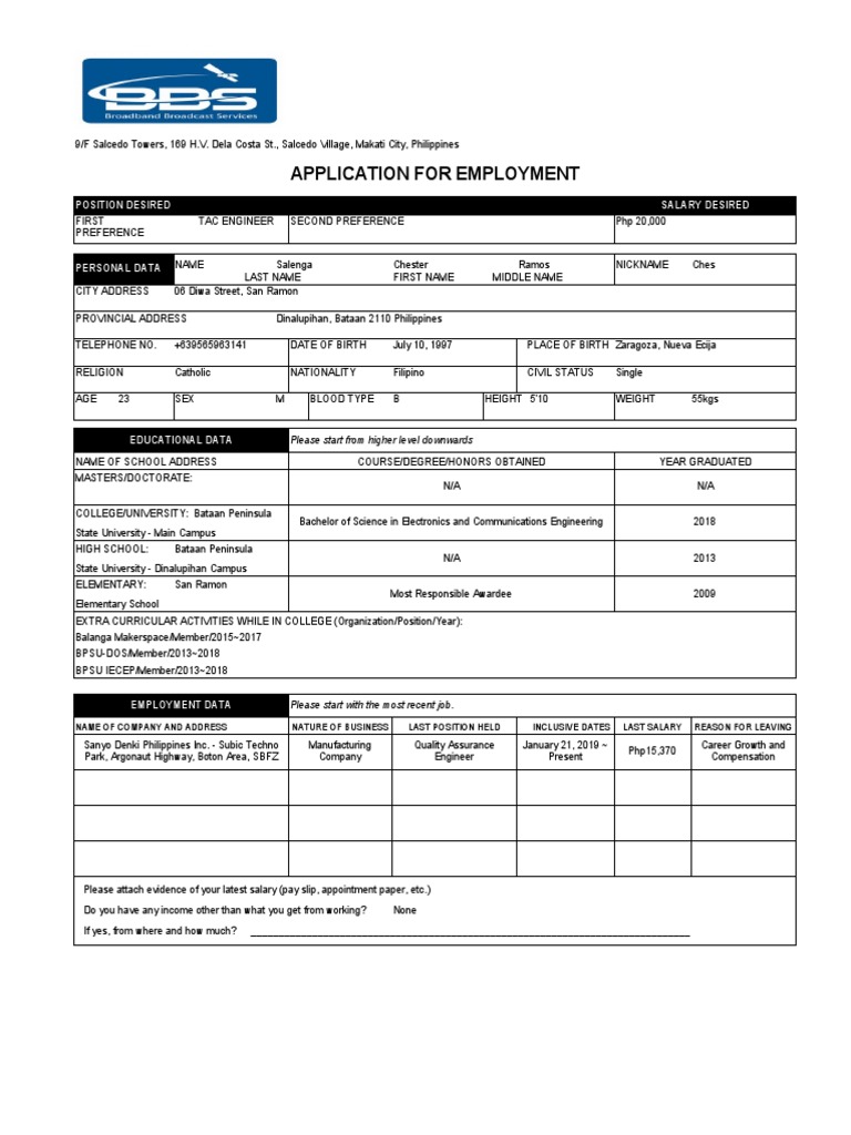 Application for the Position of TAC Engineer at Manila Power Systems ...