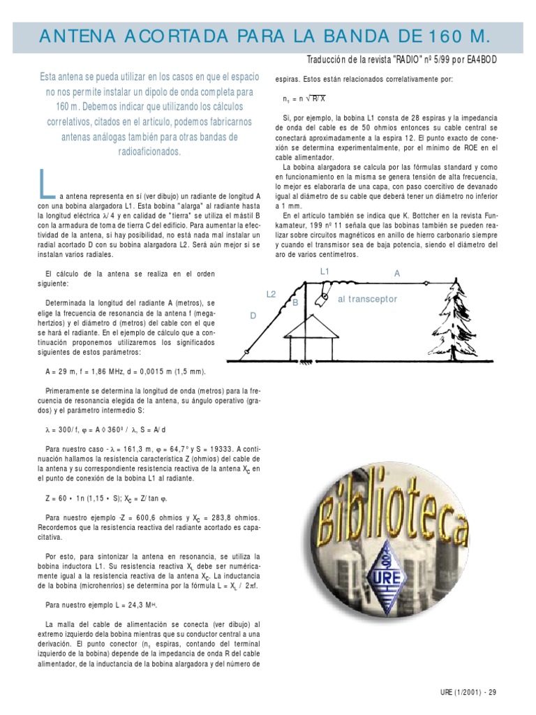 Antena Acortada para 160 Metros | PDF | Inductor | Antena (Radio)