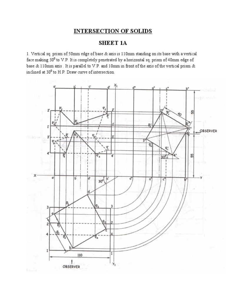 Intersection of Solids Sheet 1A | PDF