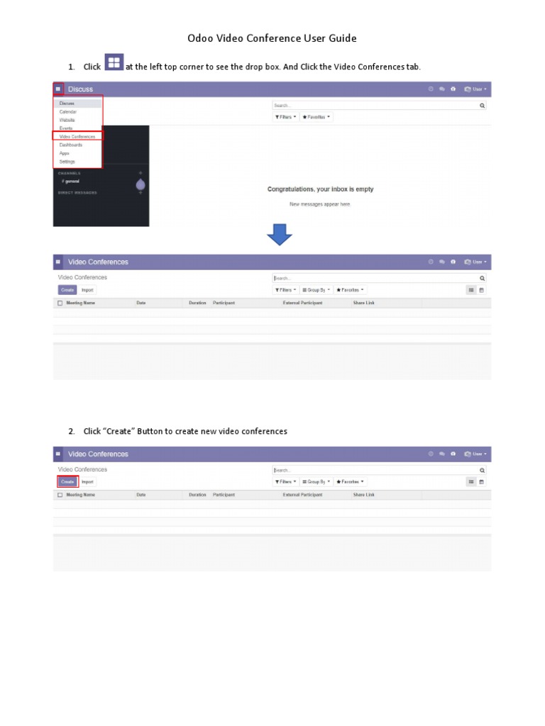 Odoo Video Conference User Guides | PDF | Videotelephony | Computer Mediated Communication