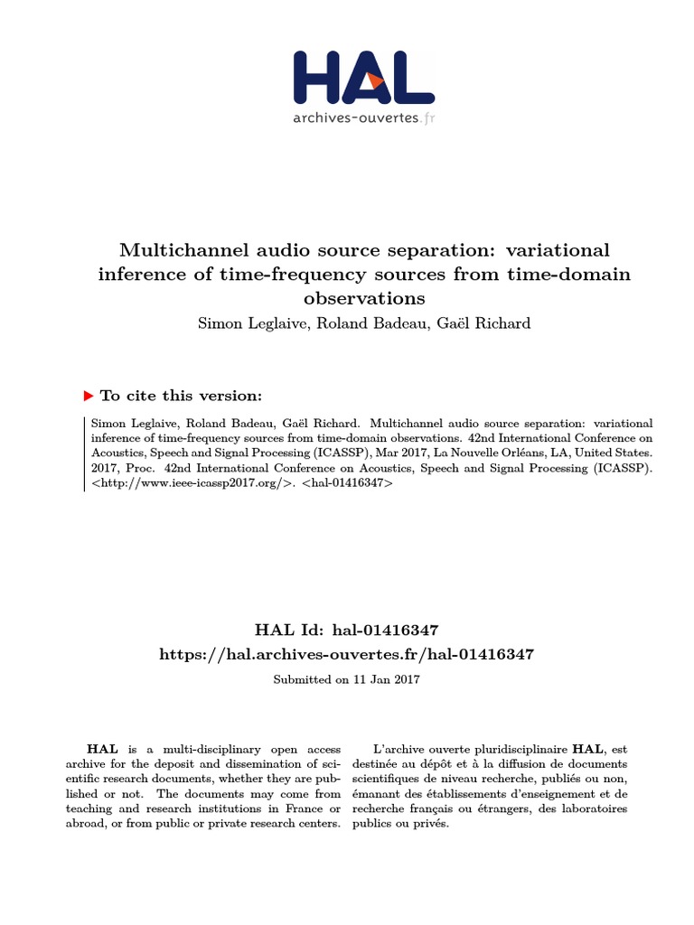 Multichannel Audio Source Separation: Variational Inference of Time ...