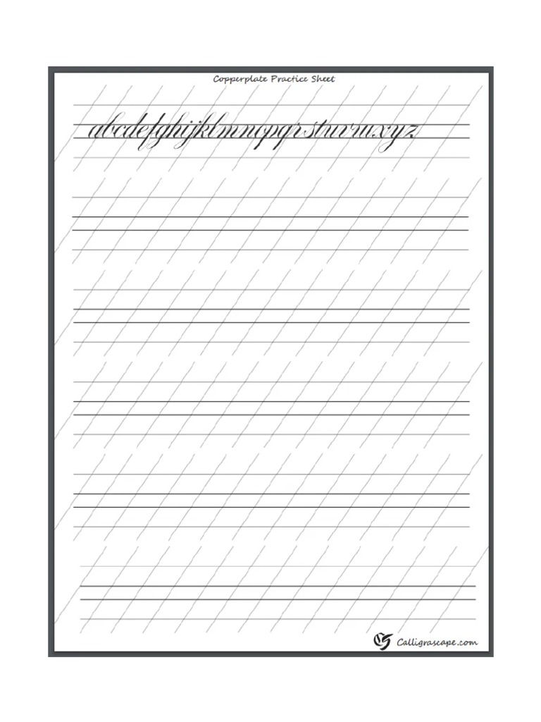 Copperplate Calligraphy Practice Sheet | PDF