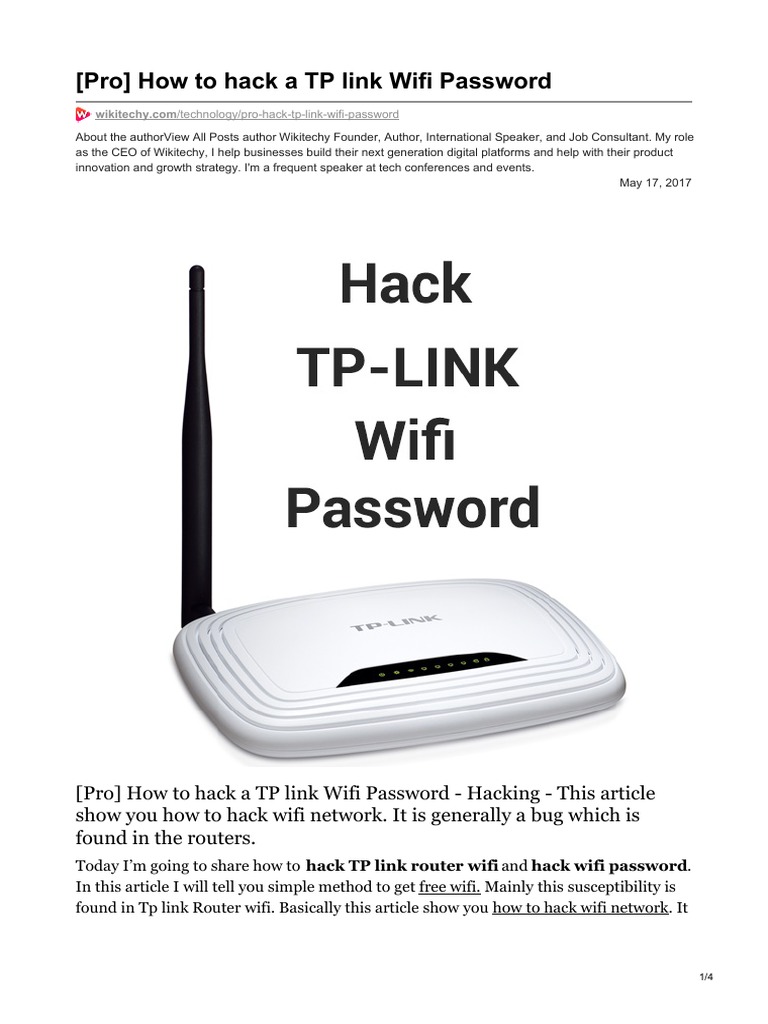 Pro How To Hack A TP Link Wifi Password | PDF | Wi Fi | Cryptography