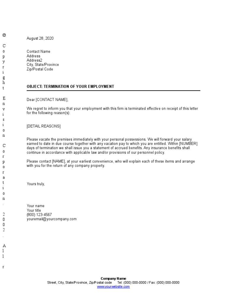 Employee Dismissal Letter | PDF