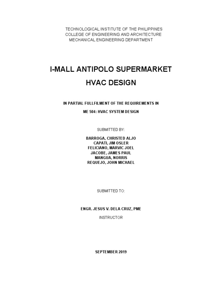 I-Mall Antipolo Supermarket Hvac Design | PDF | Air Conditioning | Heat ...