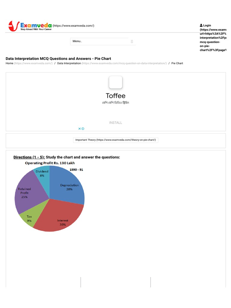 To Ee: Data Interpretation MCQ Questions and Answers - Pie Chart | PDF